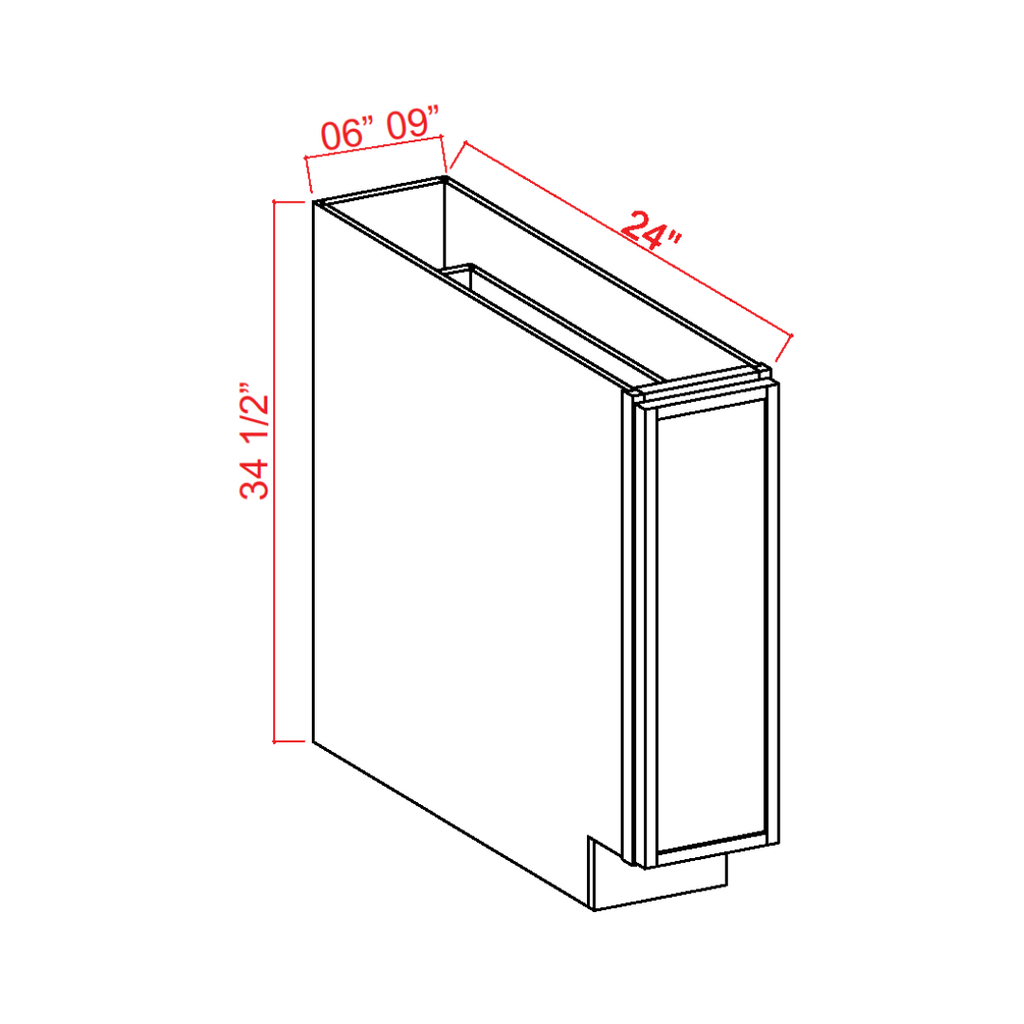 06"W Spice Pull-Out Rack Base Cabinet 1 Full Height Door RTA Kitchen Shaker SPB6 Slim Dove White ...