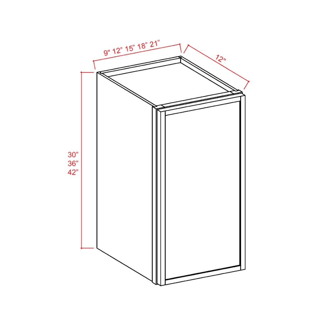 SDW-W1836: Slim Dove White Shaker 18"W x 36"H 1 Door & 2 Shelves Standard Wall Cabinet ...