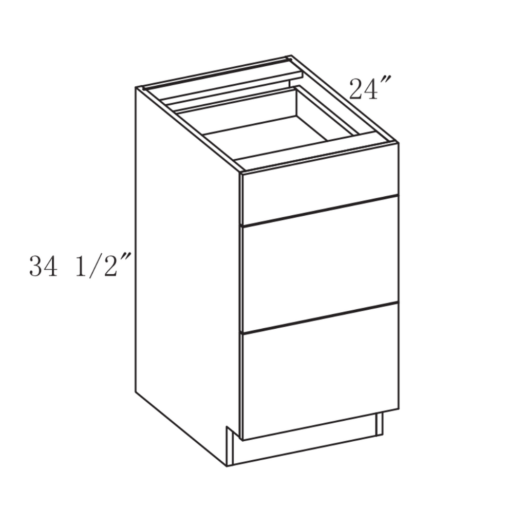 PRM-3DB36: Prime Mist White Frameless Shaker 36" 3 Drawers Base Cabine ...
