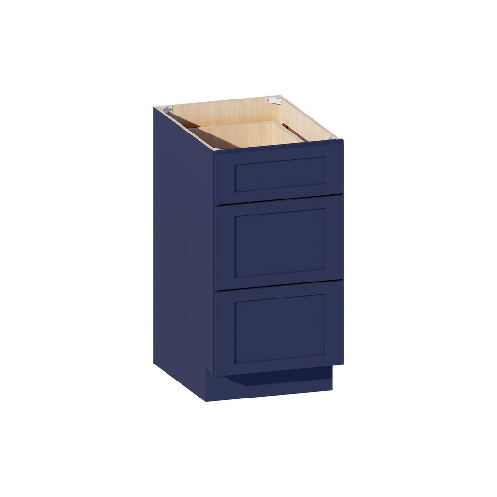 18"W Drawer Base Cabinet 3 Drawers RTA Kitchen Shaker 3DB18 Navy Blue ...