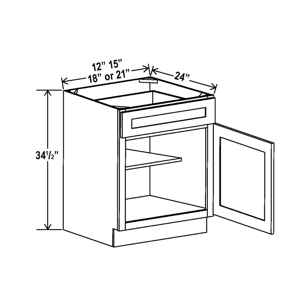 B18 RTA Aston Green Shaker 1 Door 1 Drawer 1 Adjustable Shelf 18"W ...