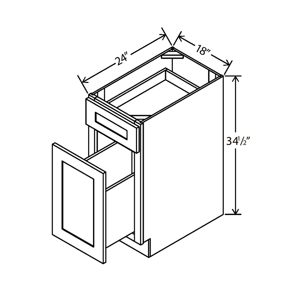 DDW-BWB18: Double Dove White Shaker 18" Trash Pull Out Base Cabinet ...