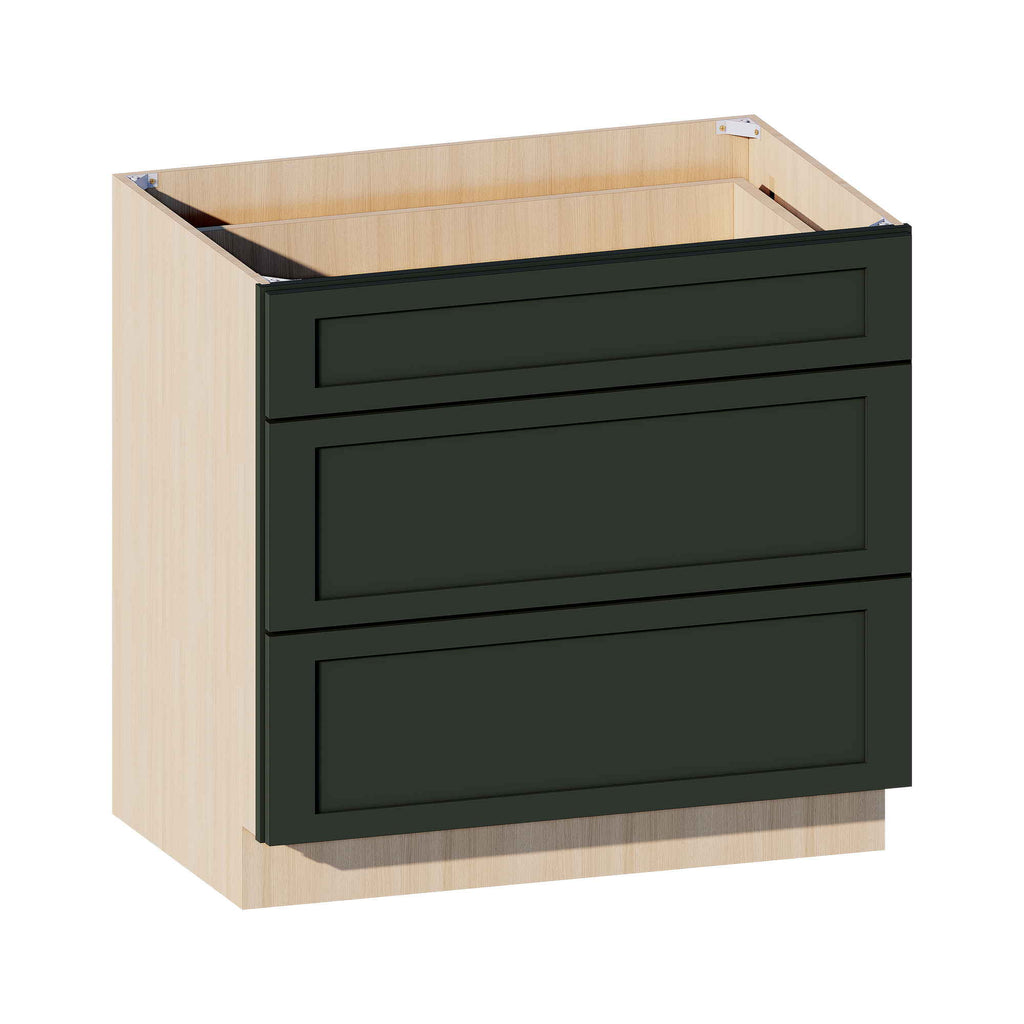 RTA 3 Drawers Drawer Base Cabinet 3DB36 Kitchen Aston Green Shaker 36"W ...