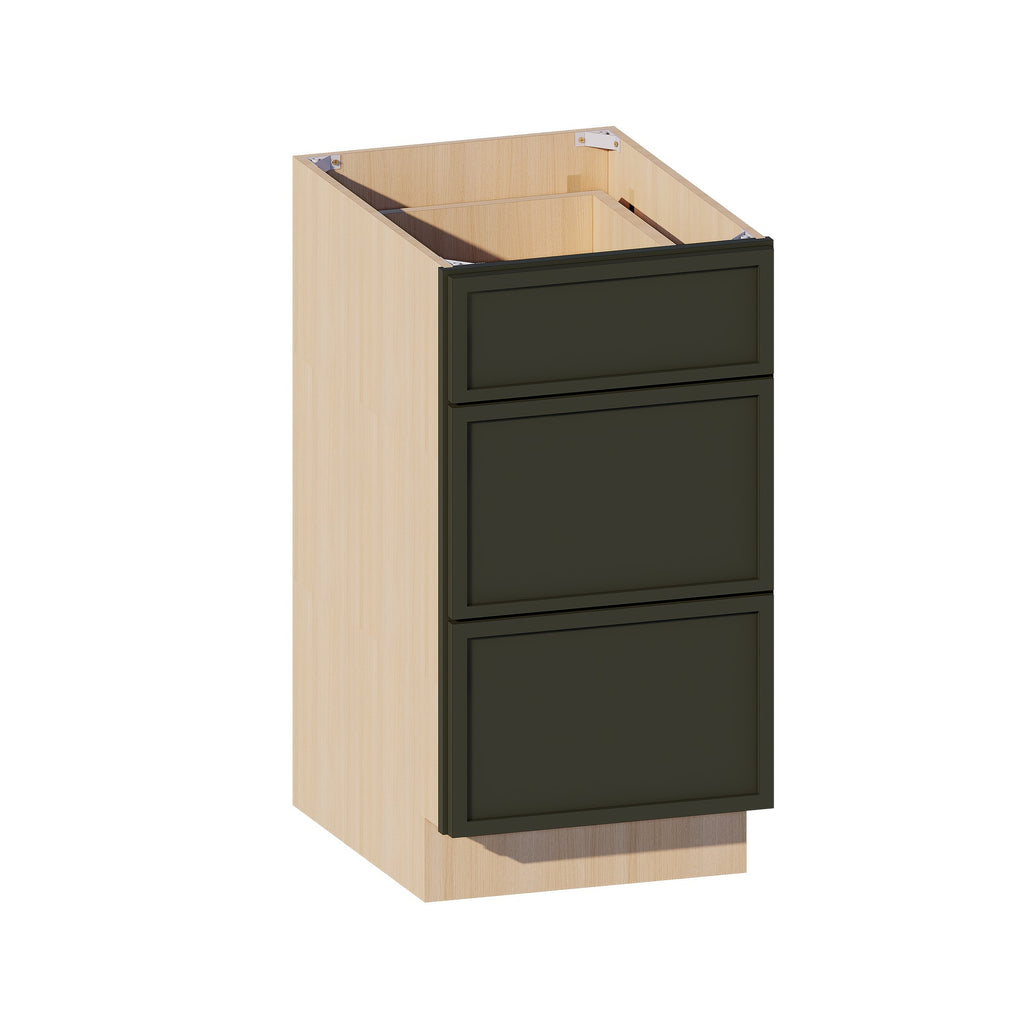 Slim Aston Green Shaker Drawer Base Cabinet 18"W 3 Drawers Kitchen ...