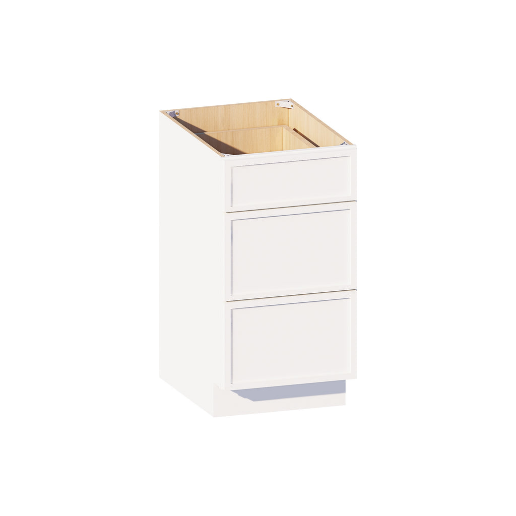 RTA 3 Drawers Drawer Base Cabinet 3DB18 Kitchen Slim Dove White Shaker ...