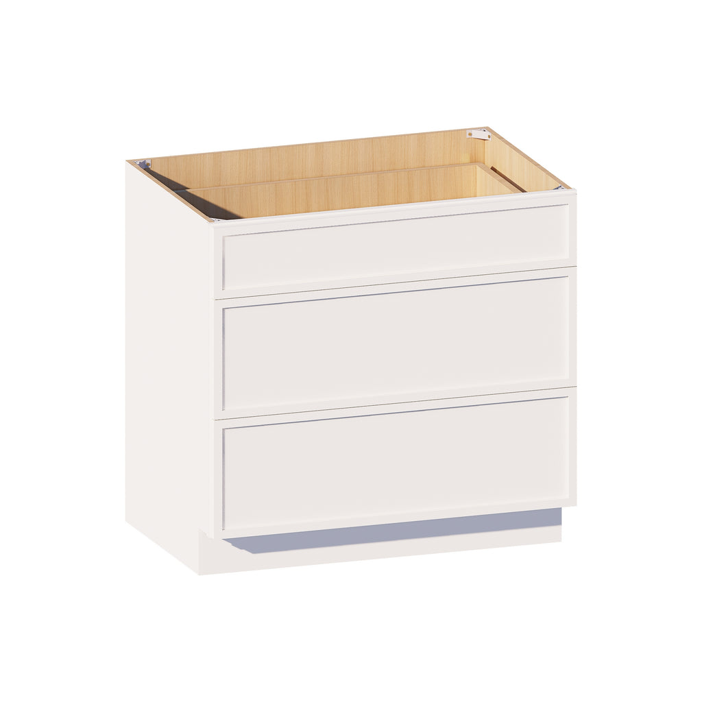 RTA 3 Drawers Drawer Base Cabinet 3DB36 Kitchen Slim Dove White Shaker ...