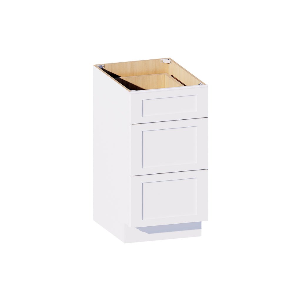 Classic White Shaker Drawer Base Cabinet 18"W 3 Drawers Kitchen 3DB18 ...