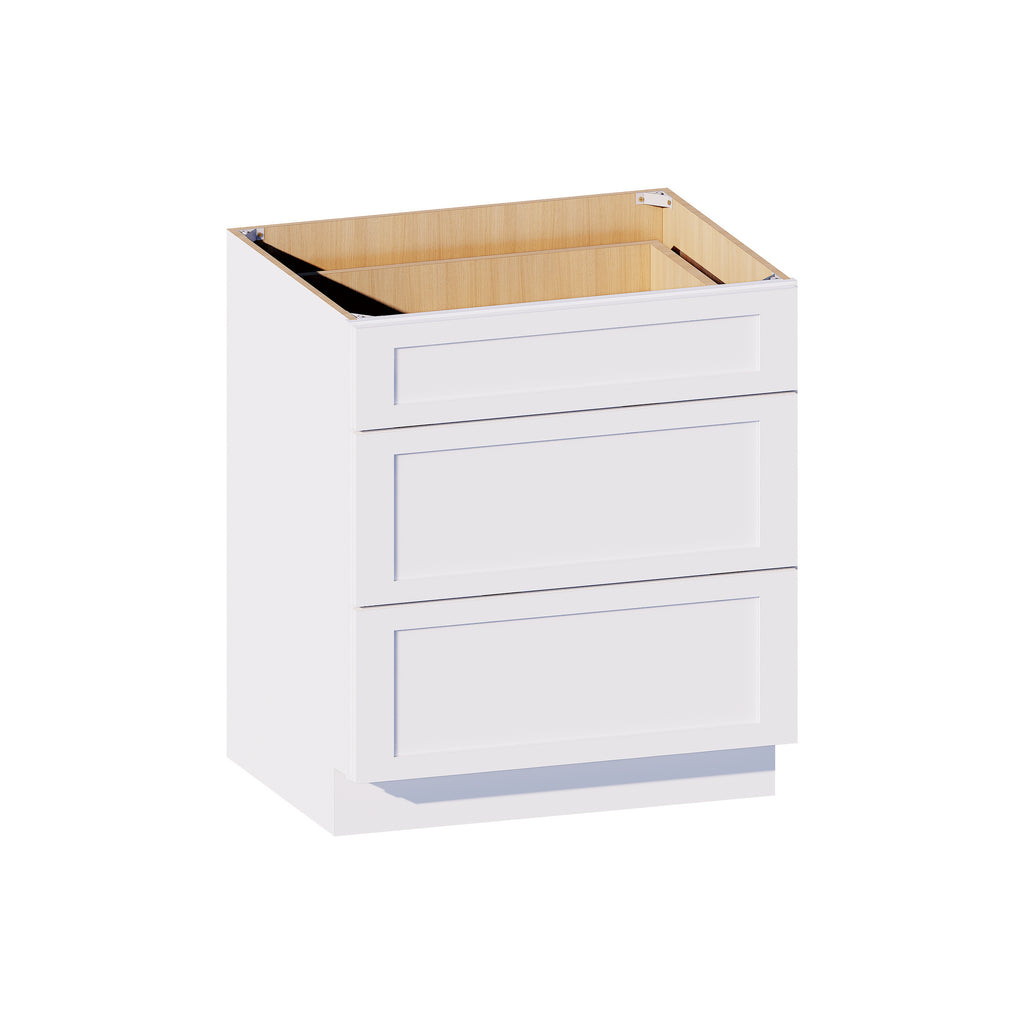 3DB30 RTA Classic White Shaker 3 Drawers 30"W Kitchen Drawer Base ...