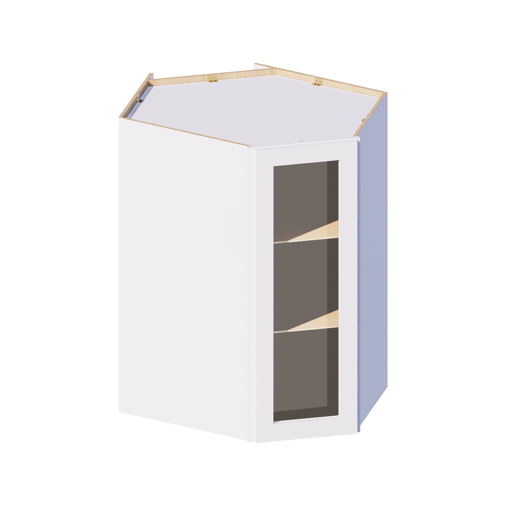 RTA 1 Door 3 Adjustable Shelves Glass-Door Diagonal Corner Wall Cabinet ...