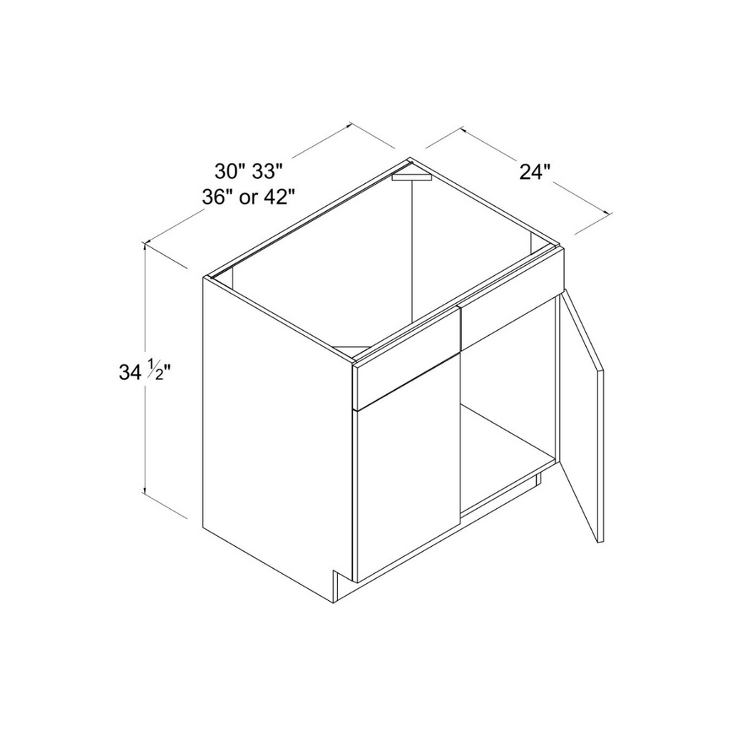 36"W Sink Base Cabinet 2 Doors 2 Dummy Drawers RTA Kitchen Frameless ...