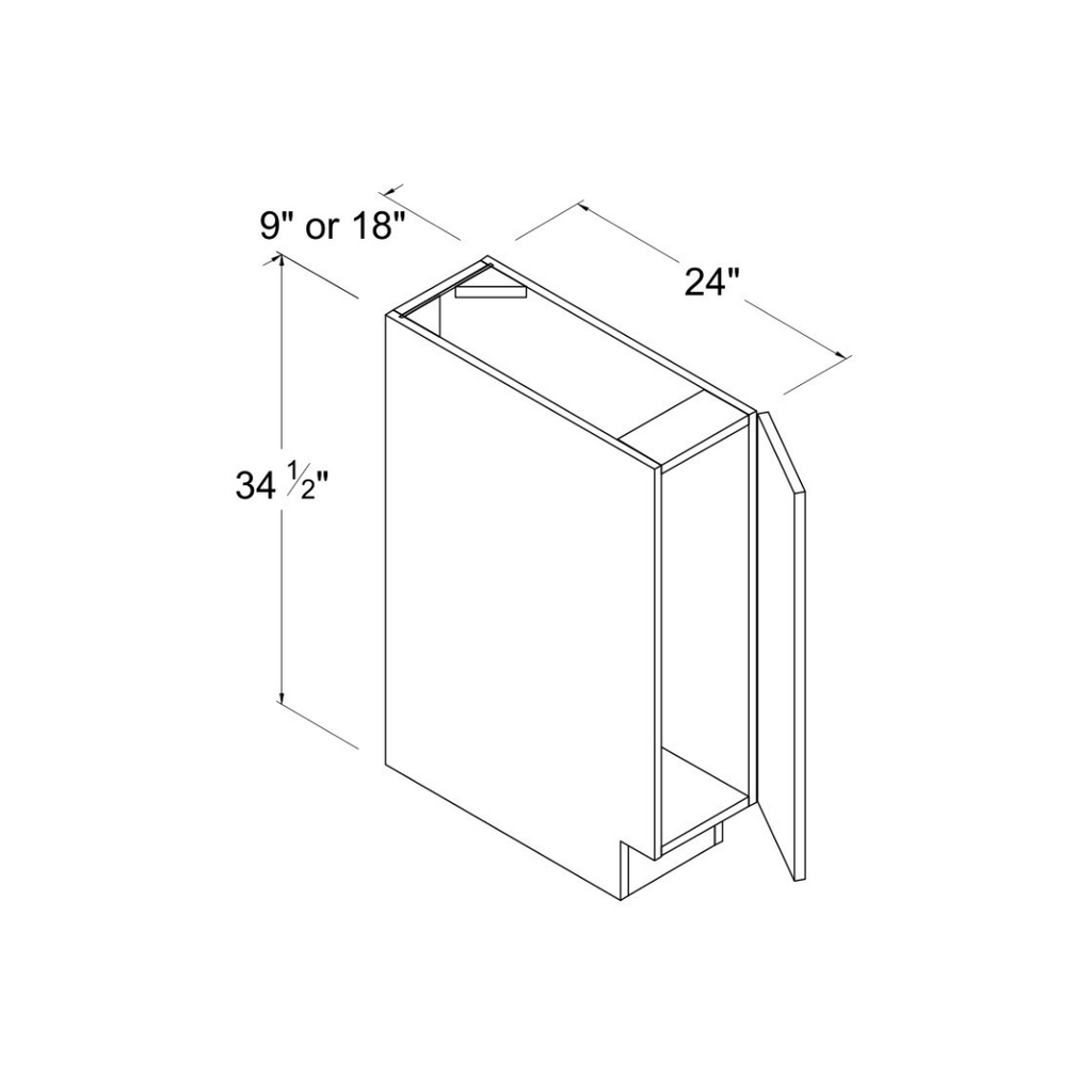 FHB09 RTA High Gloss White Frameless 1 Full Height Door 09"W Kitchen ...