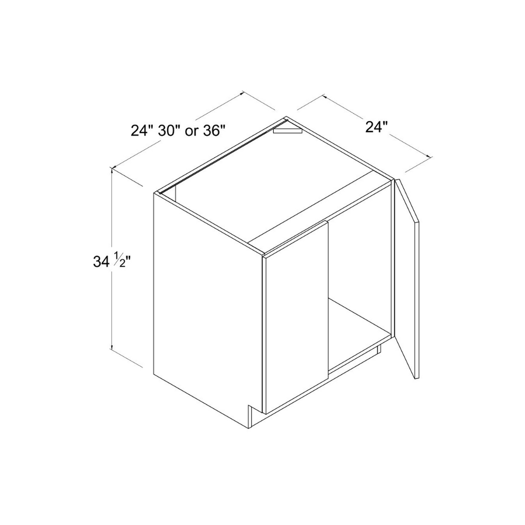 High Gloss White Frameless Full Height Door Base Cabinet 36"W 2 Full ...