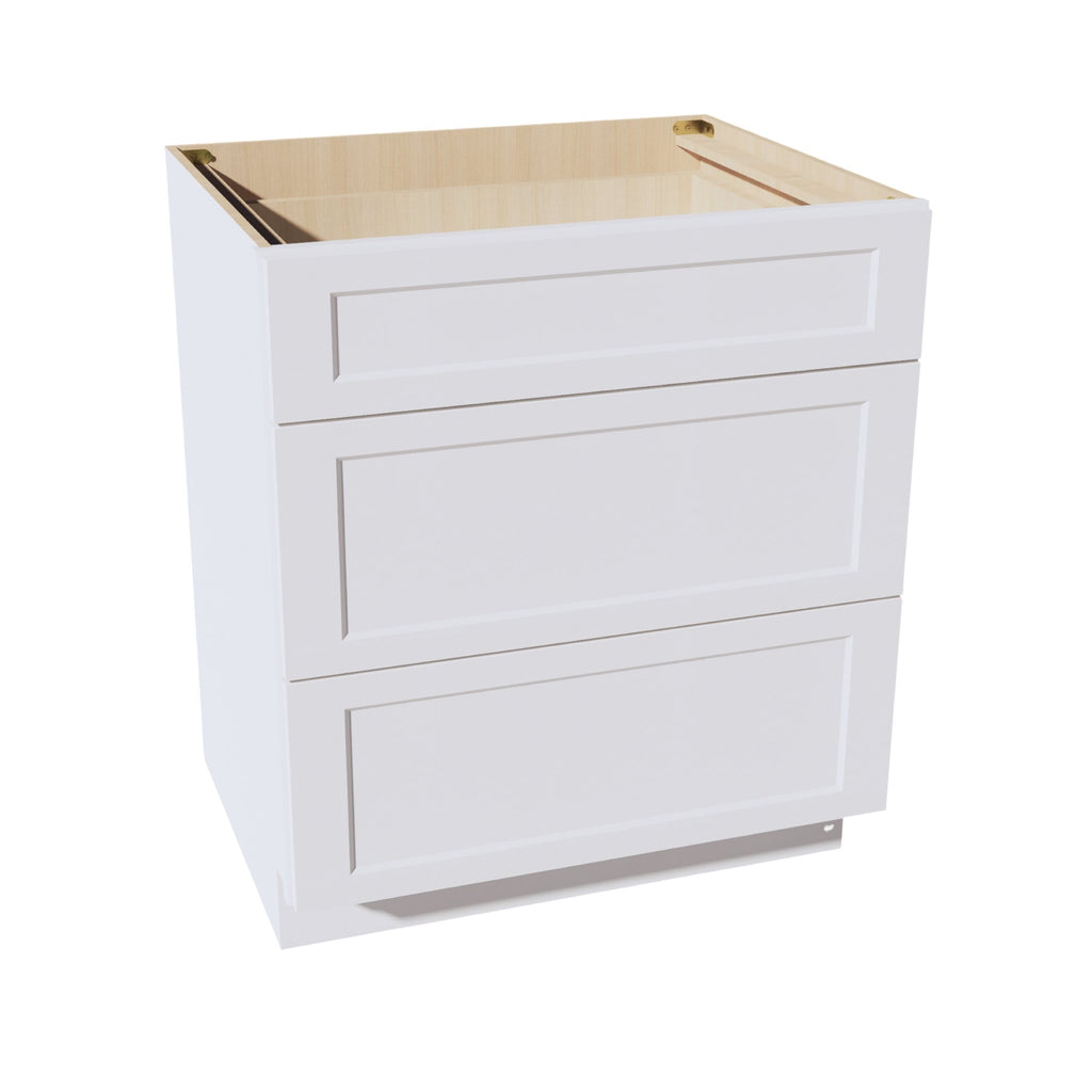 HF-DB33: Frost White Shaker 33" 3 Drawers Base Cabinet – homecabinets