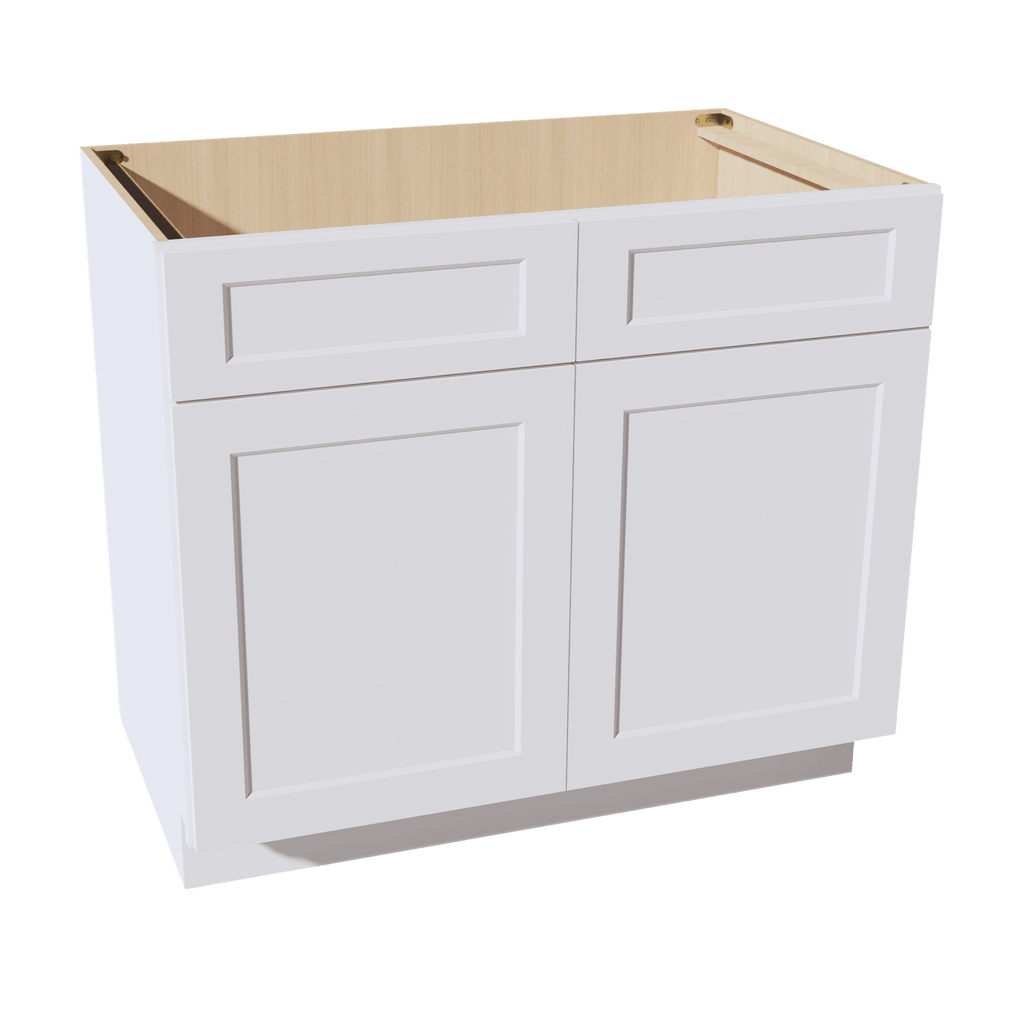 SB39 RTA Frost White Shaker 2 Doors 2 Dummy Drawers 39"W Kitchen Sink ...