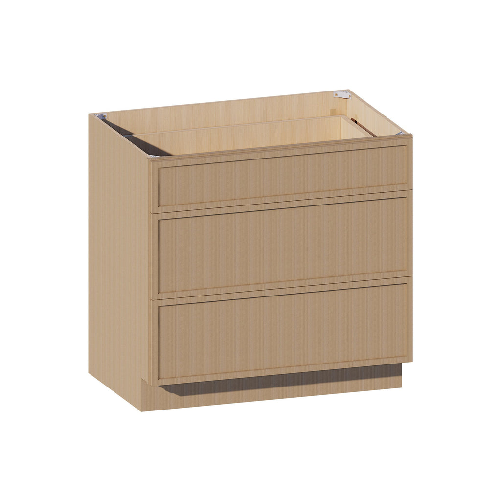 36"W Drawer Base Cabinet 3 Drawers RTA Kitchen Shaker 3DB36 Slim White ...
