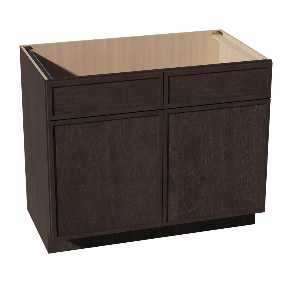 SM-SB42: Mocha Brown Slim Shaker 42" 2 Doors 2 False Drawers Sink Base ...
