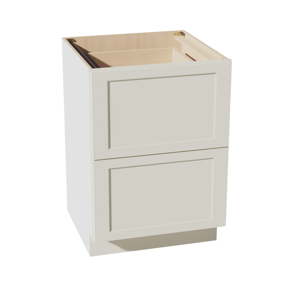 TW-DB24-2: Creamy White Shaker 24" 2 Drawers Base Cabinet – homecabinets